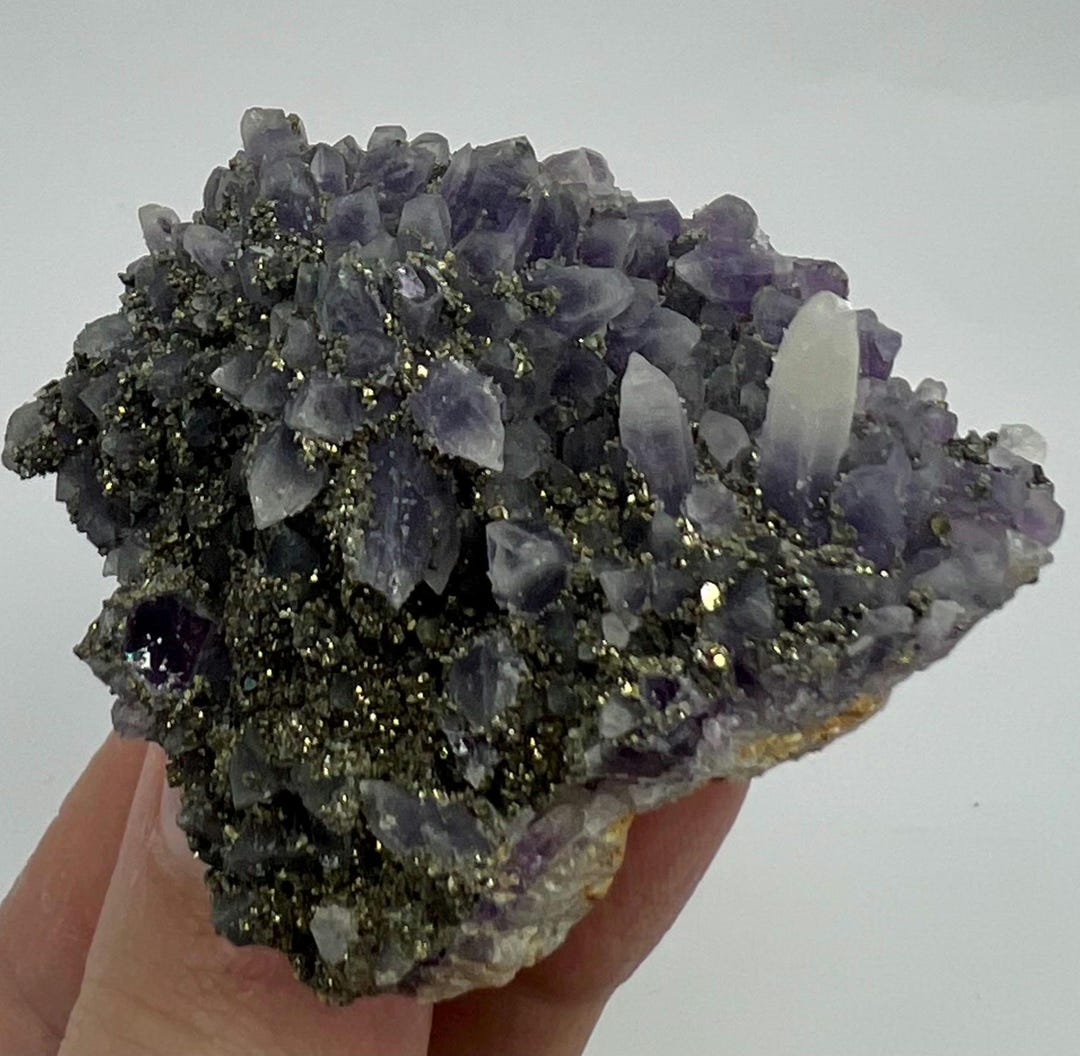 Lovely Amethyst With Shiny Pyrite From Chala Mine Chaskovo Bulgaria ...