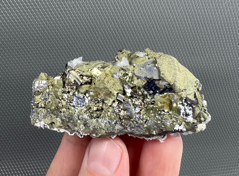 Chalcopyrite With Perched Pyrite and Calcite From Krushev Dol Mine ...