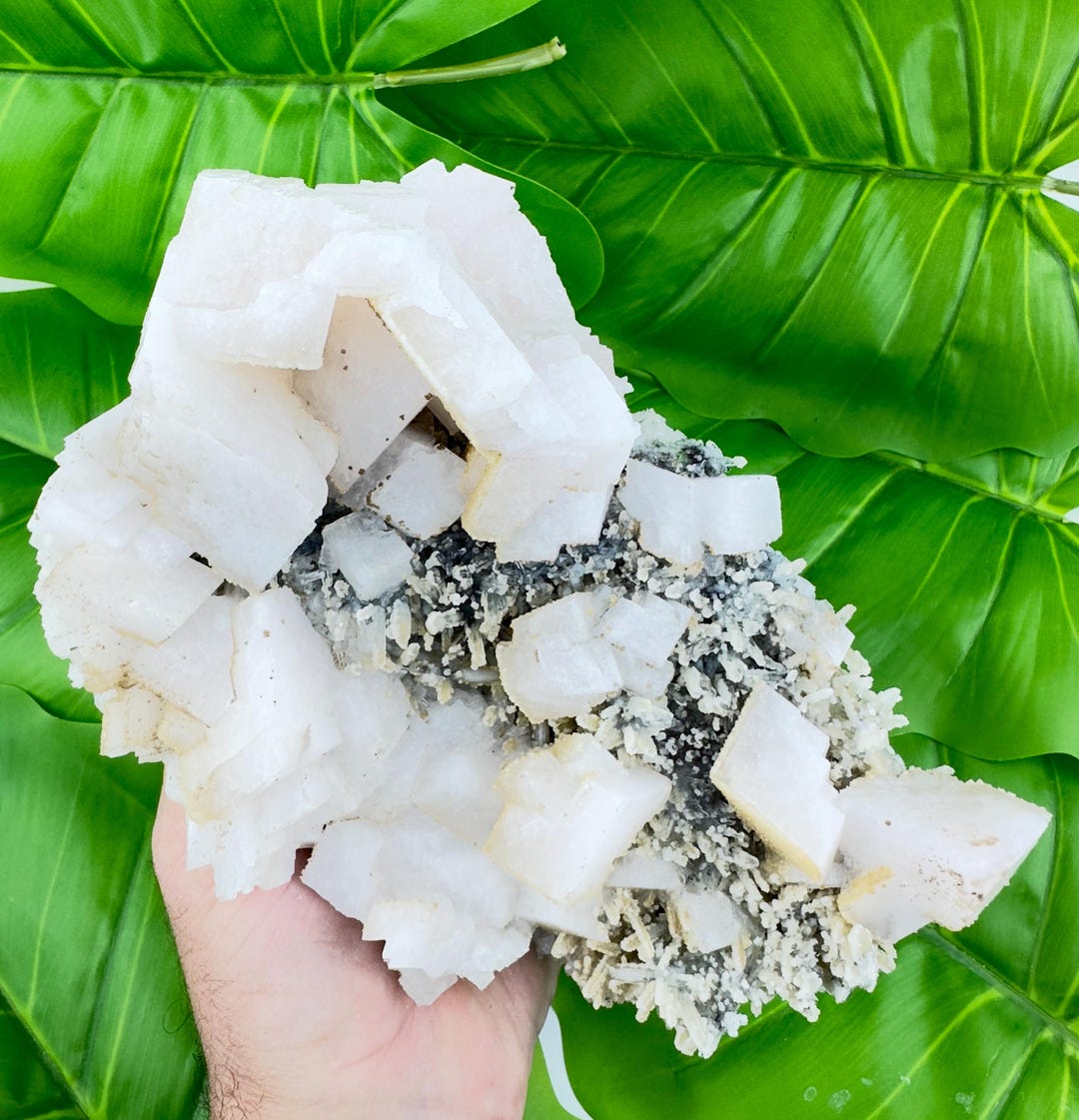 Super Fluorescent Mangano Calcite and Quartz Covered With Dolomite ...