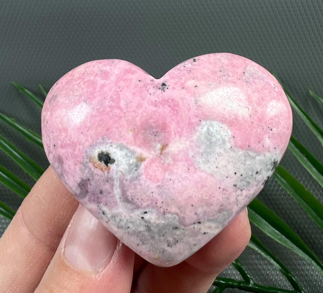 Pink Rhodonite Heart From Peru , Pink Crystal , Polished Heart ...