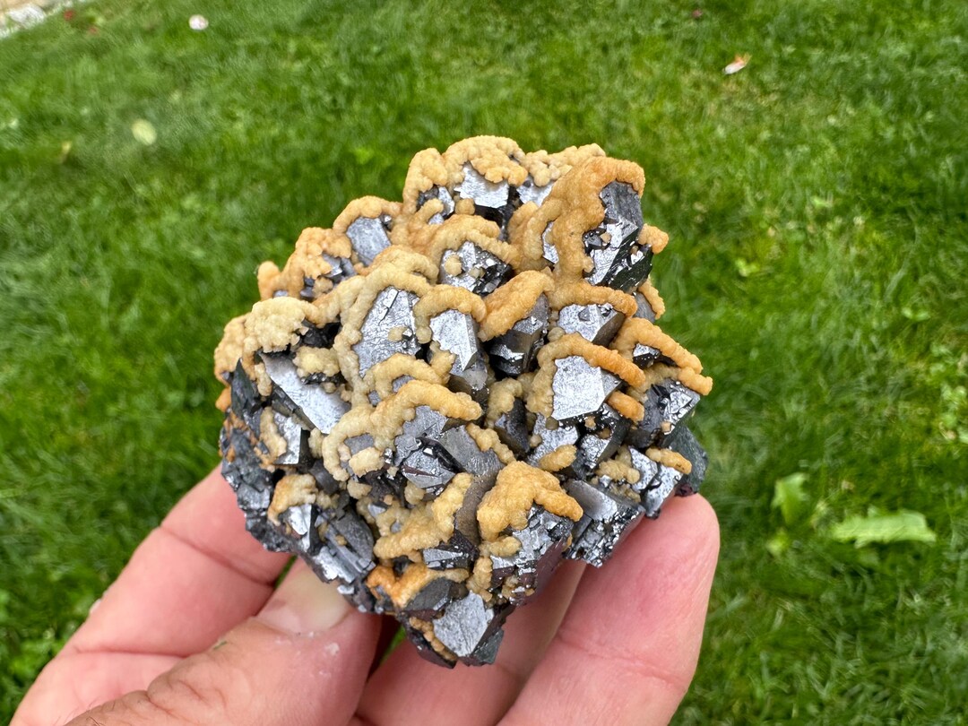 Lustrous Skeletal Galena Covered With Dolomite From Krushev Dol Mine ...