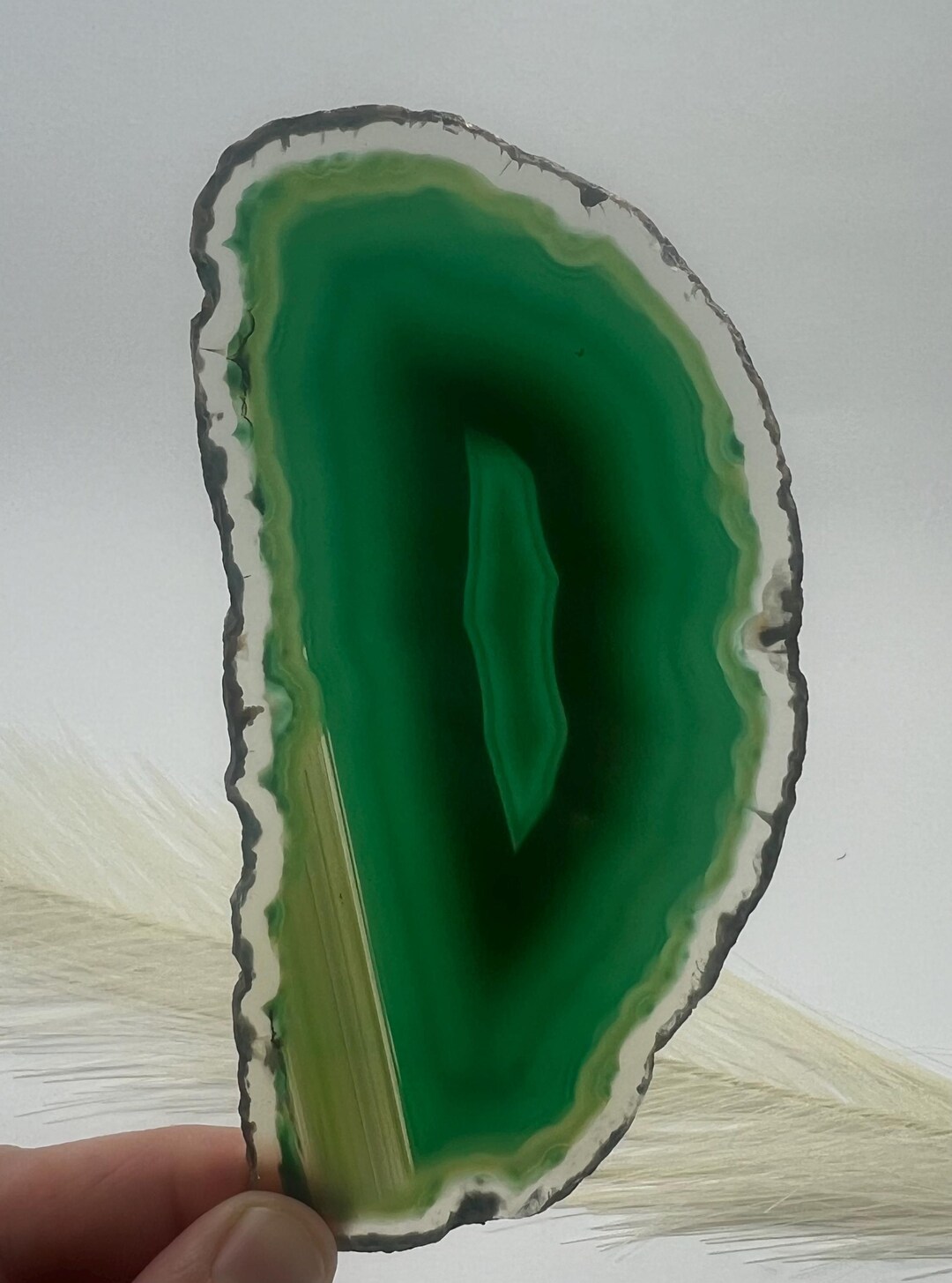 Agate Slice , Polished Green Agate , Transparent Agate , Mineral ...