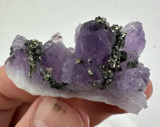 Beautiful Amethyst Crystal Covered With Pyrite From Chala Mine, Haskovo ...