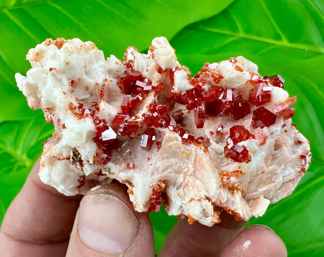 Amazing Red Vanadinite on Baryte , Red , White , Shiny , Crystal ...
