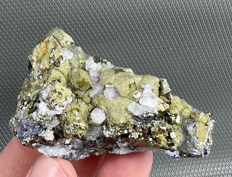 Chalcopyrite With Perched Pyrite and Calcite From Krushev Dol Mine ...