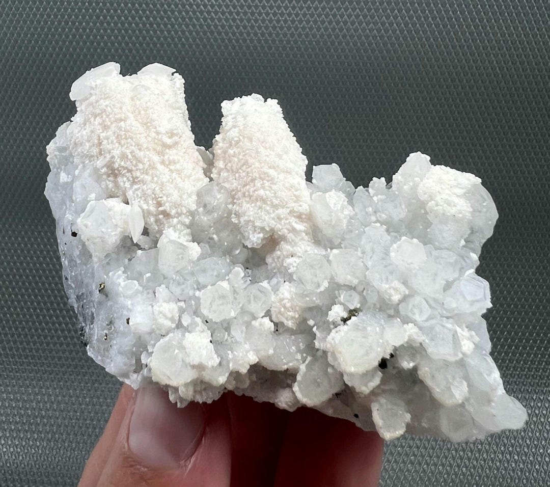 White Calcite on Milky Quartz Snd Pyrite From Krushev Dol Mine, Madan ...
