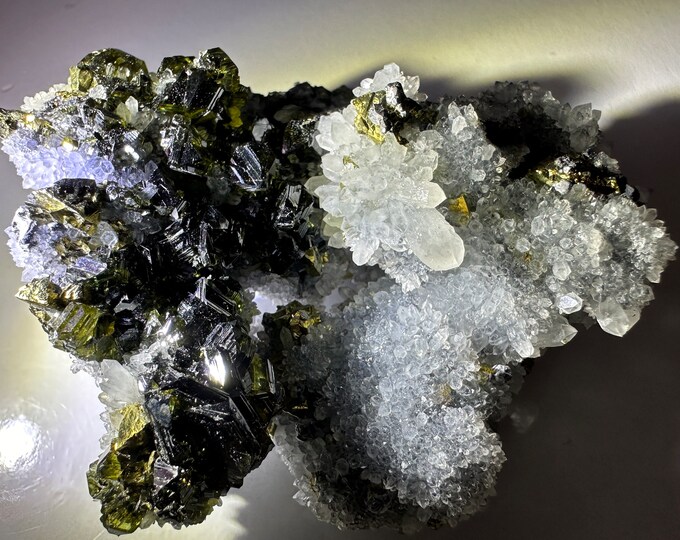 Gem Sphalerite Var Green Cleiophane, Chalcopyrite, Galena and Quartz ...
