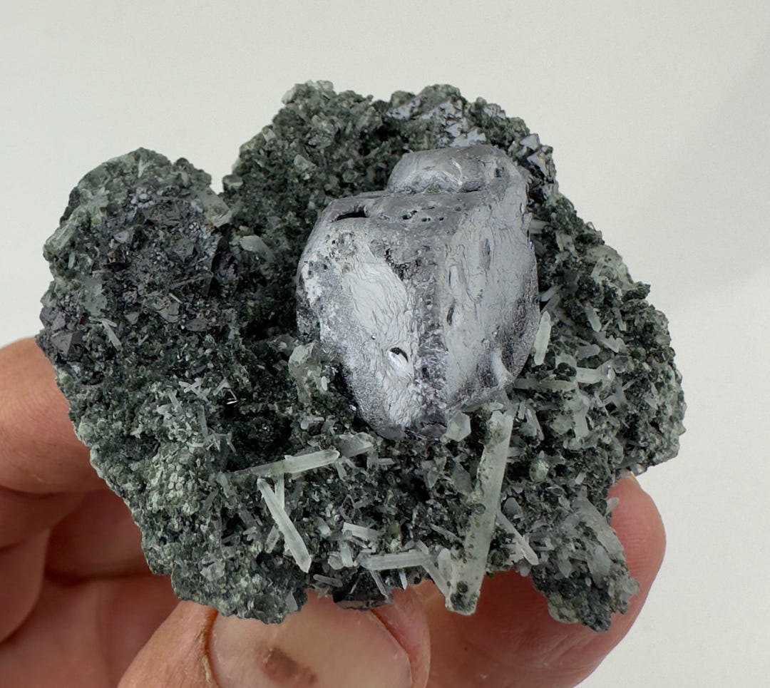 Galena With Sphalerite on Green Quartz From Borieva Mine, Madan ...
