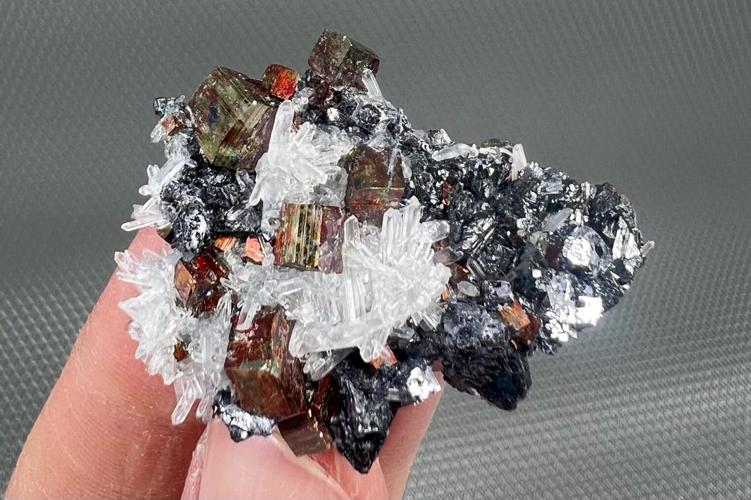 Red Pyrite Cov. With Hematite, Tetrahedral Sphalerite and Quartz ...