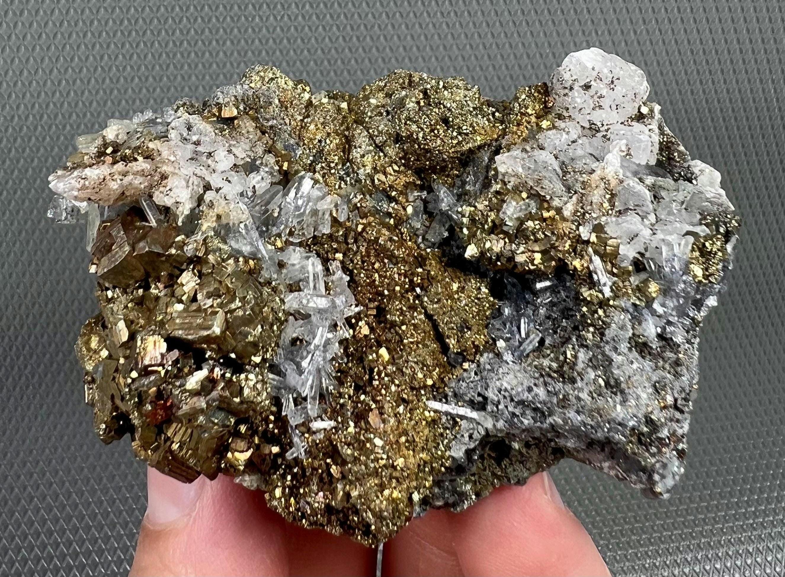 Aesthetic Oxidized Pyrite With Clear Quartz and Calcite From Borieva ...