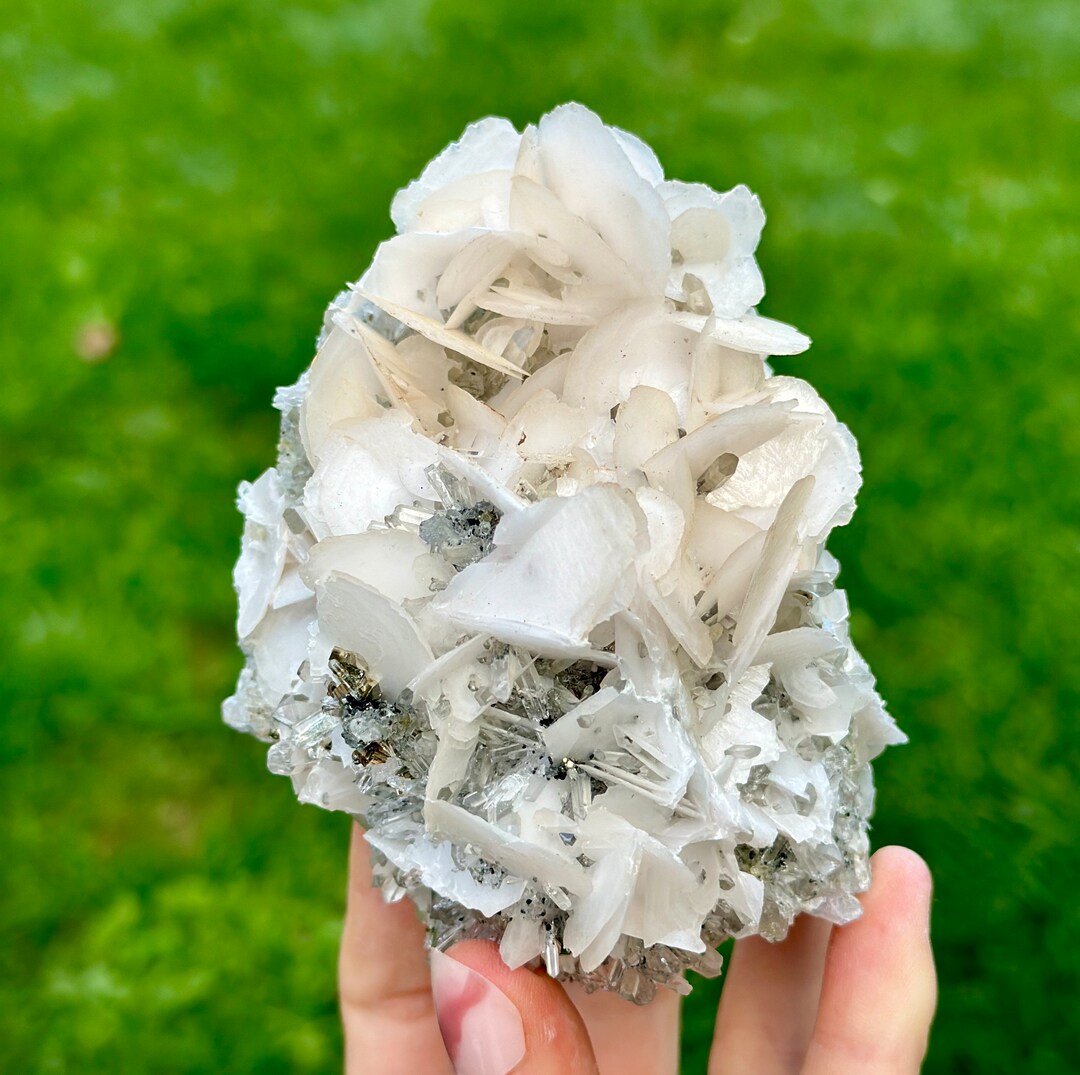 Rare Calcite Flower, Pyrite on Clear Quartz and Epidote From Borieva ...