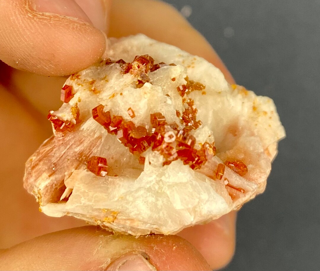 Rare Red Vanadinite on White Baryte From Morroco , Shiny Crystal ...