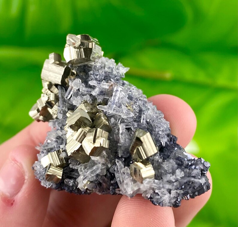 Pyrite on Clearly Quartz With Galena From Drujba Mine, Laki, Bulgaria ...
