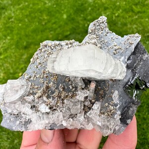 Rare Comb. Transparent Baryte, Blue Chalcedony, Marcasite and Galena ...