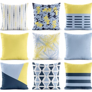 Blue Yellow Pillow - Etsy