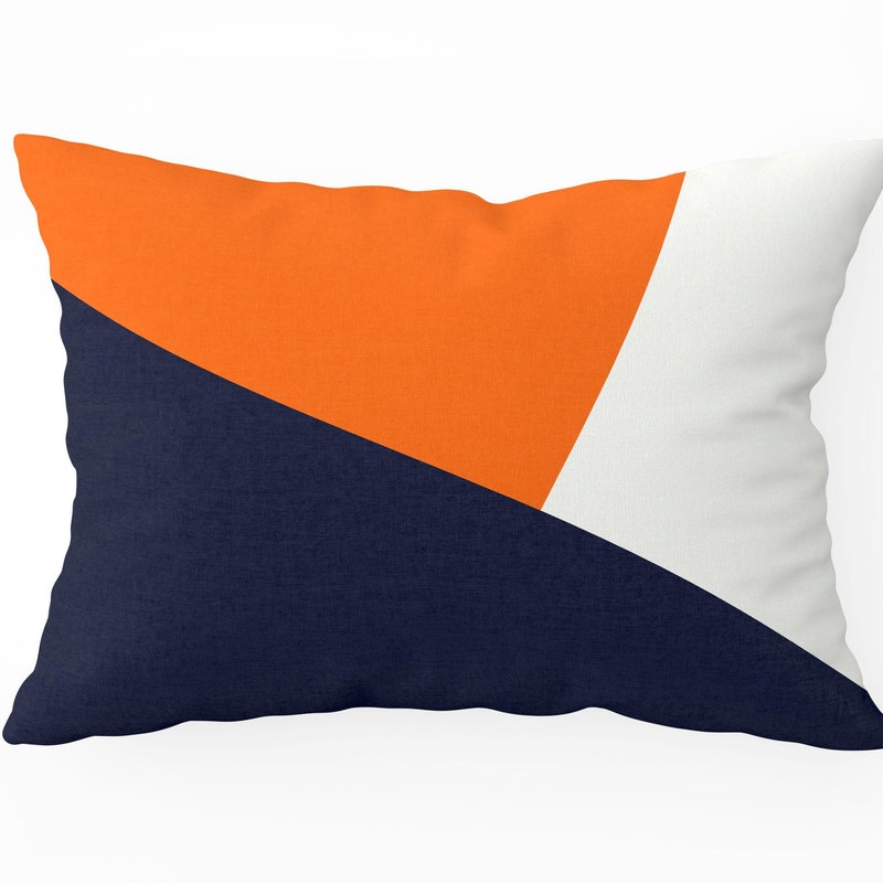 Navy Orange Pillow - Etsy