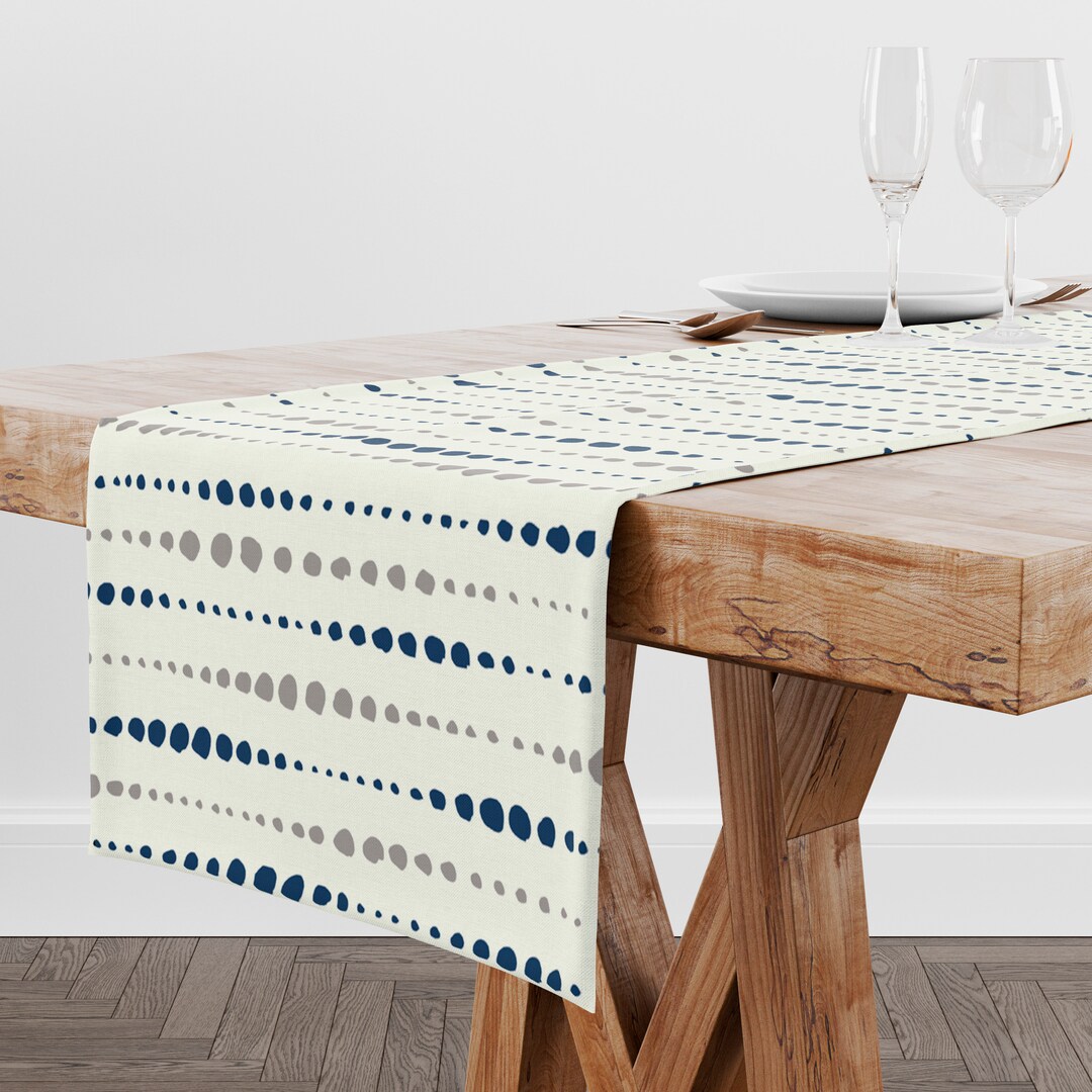 Blue Gray White Striped Table Runner Table Decor Table Top - Etsy