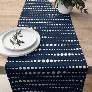 Navy Table Runner • Modern Blue Dot Stripe • Dining Room & Kitchen - Etsy