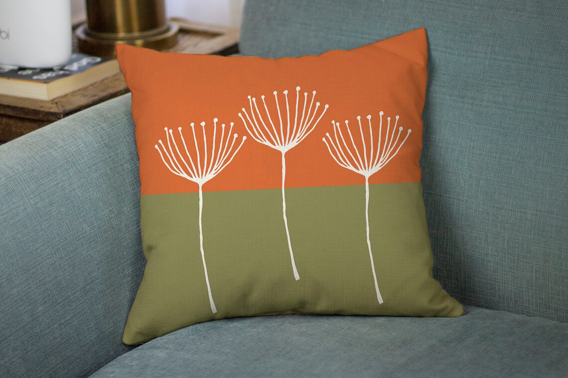 Burnt Orange Green Color Block Throw Pillow Cover Olive - Etsy