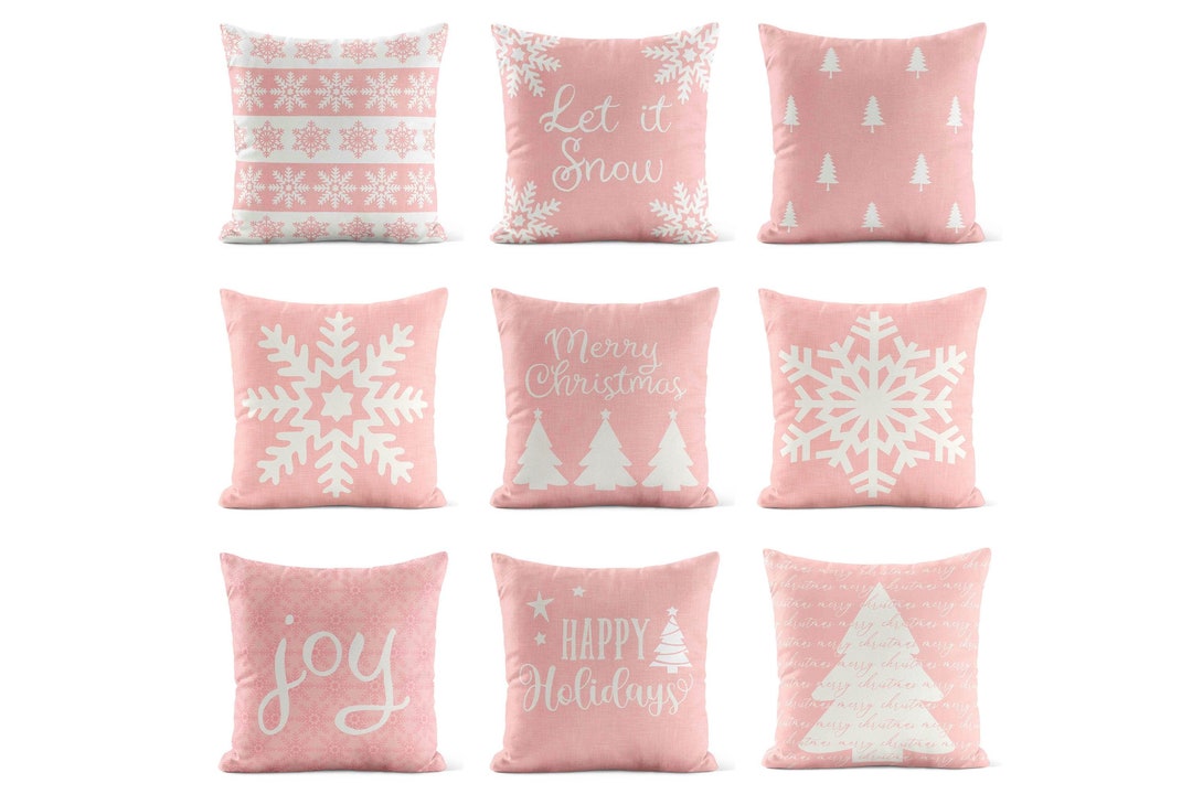 Pink Christmas Throw Pillow Cover • Mix and Match Holiday Pillows ...