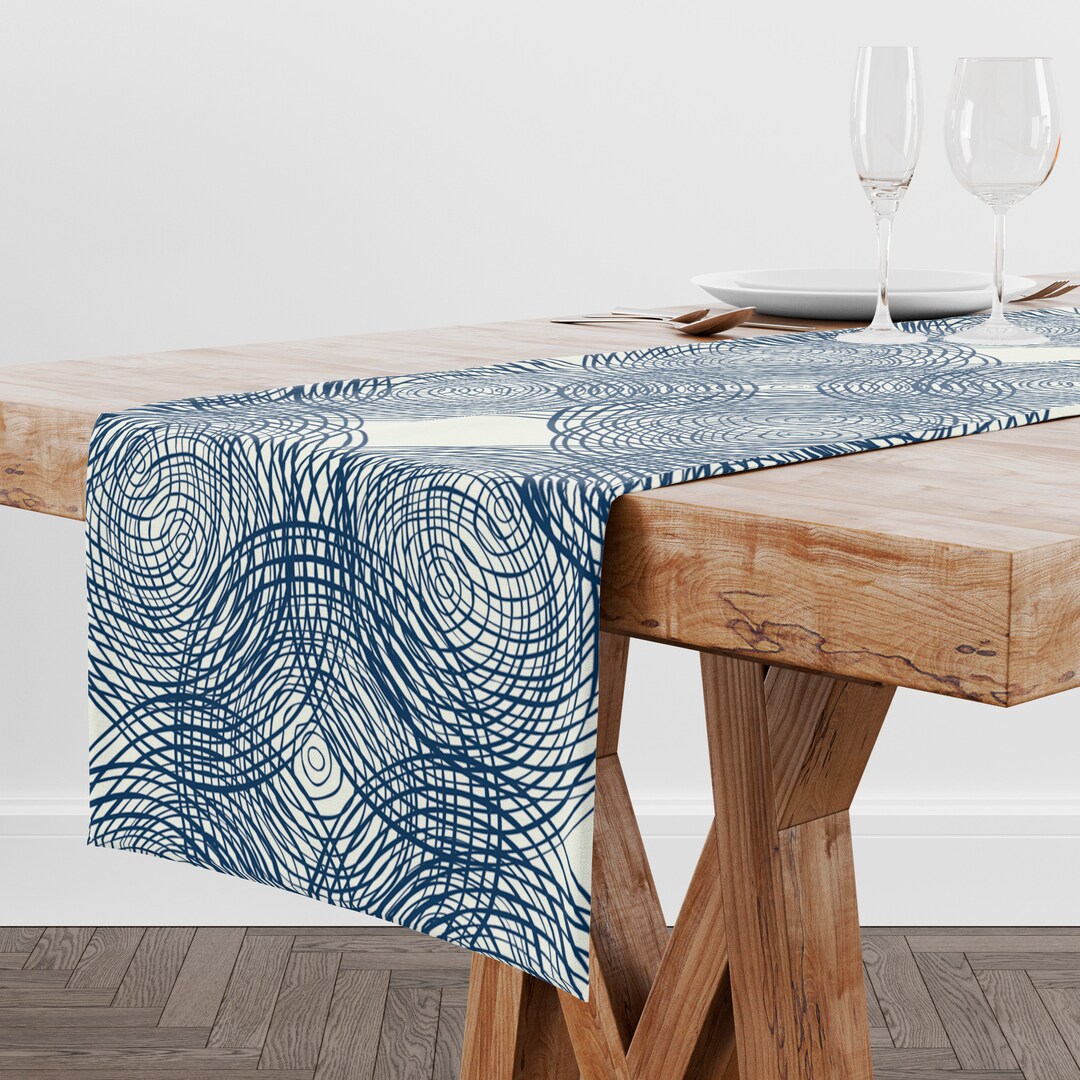 Blue Table Runner • Mid Century Modern Table Runner for Dining Room ...