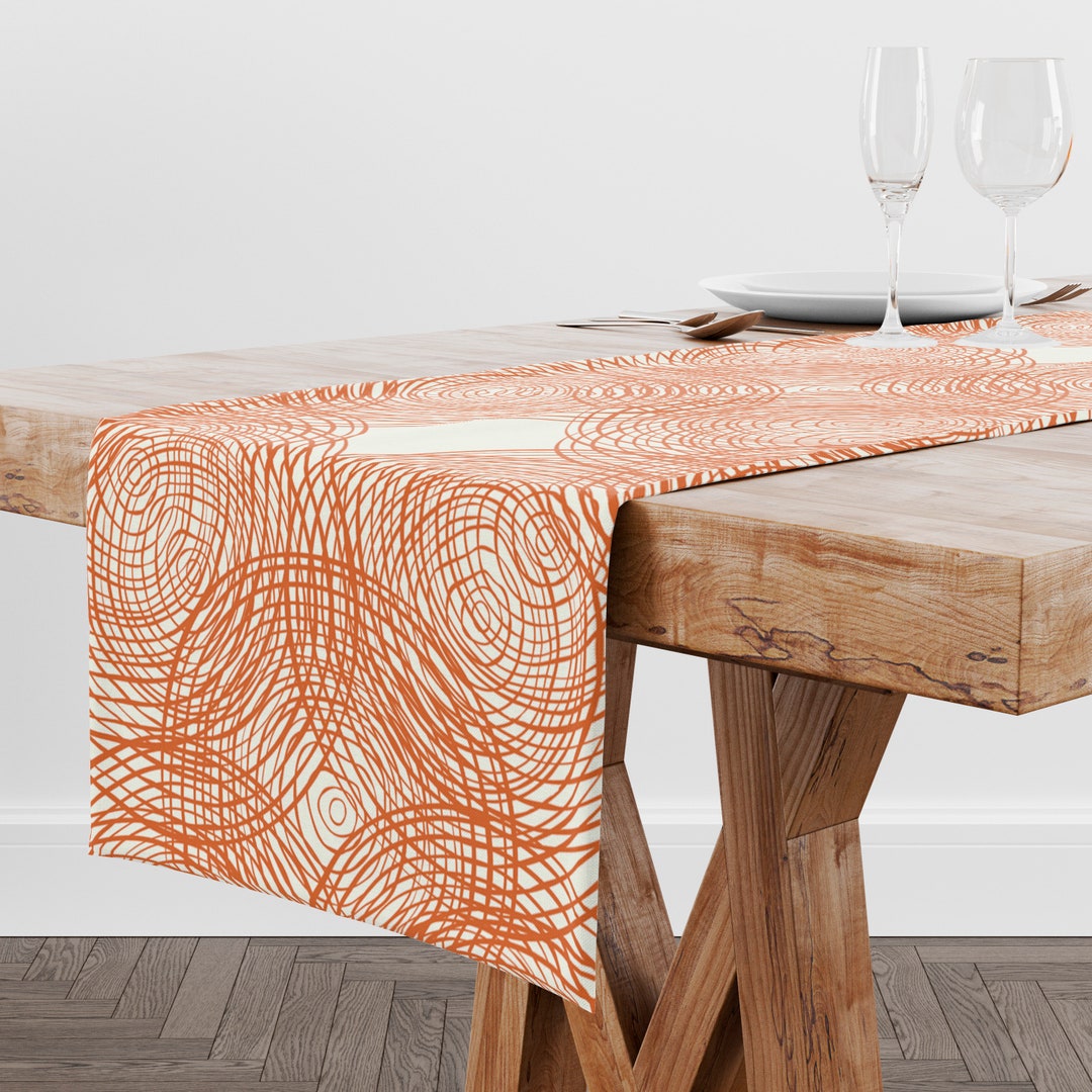 Burnt Orange Mid Century Modern Table Runner Geometric - Etsy