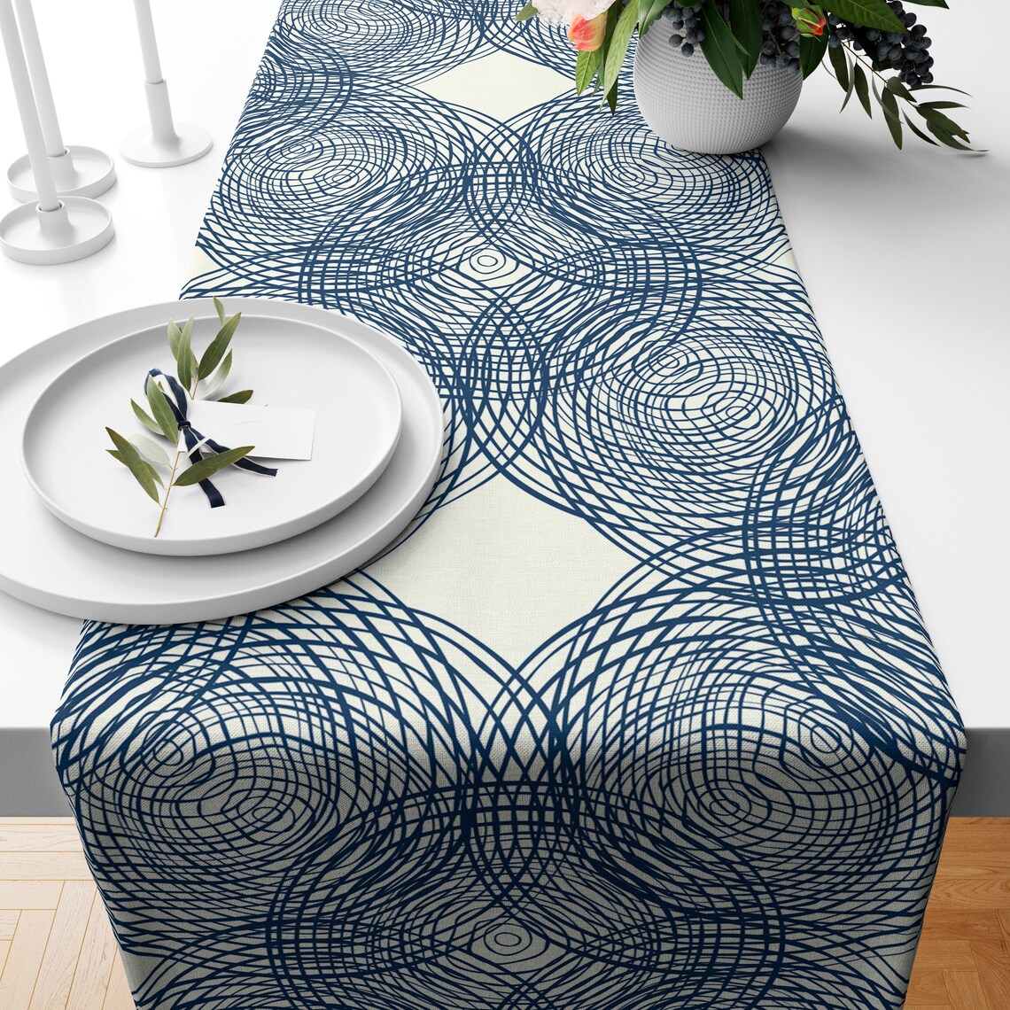 Blue Table Runner • Mid Century Modern Table Runner for Dining Room ...