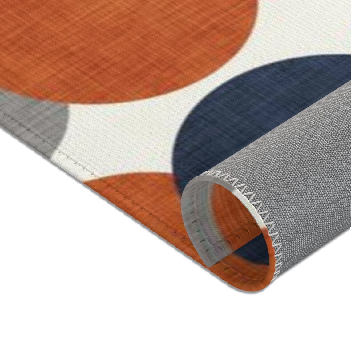 Burnt Orange Navy Gray Area Rug Mid Century Modern - Etsy