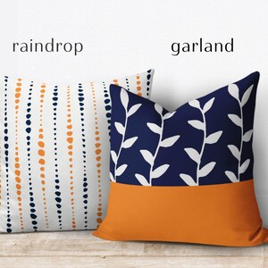 Orange Navy Throw Pillow Cover • Blue Decorative Pillows for Couch ...