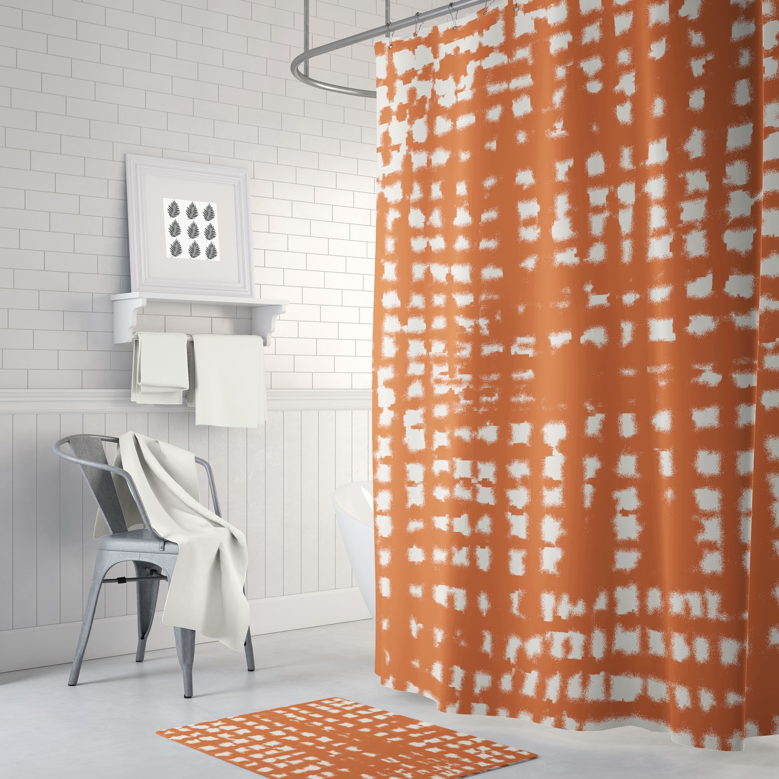 Burnt Orange Shower Curtain Terracotta Bath Curtain Modern - Etsy