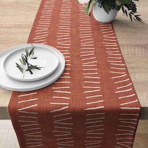 Terracotta Mudcloth Print Table Runner • Brown Boho Bohemian Farmhouse ...