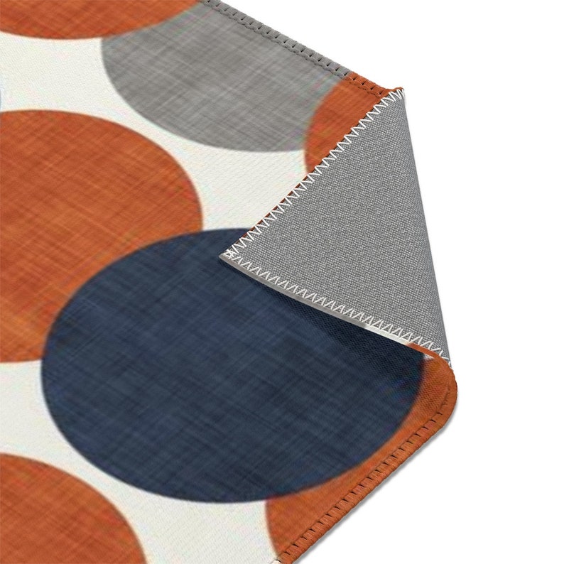 Burnt Orange Navy Gray Area Rug Mid Century Modern - Etsy