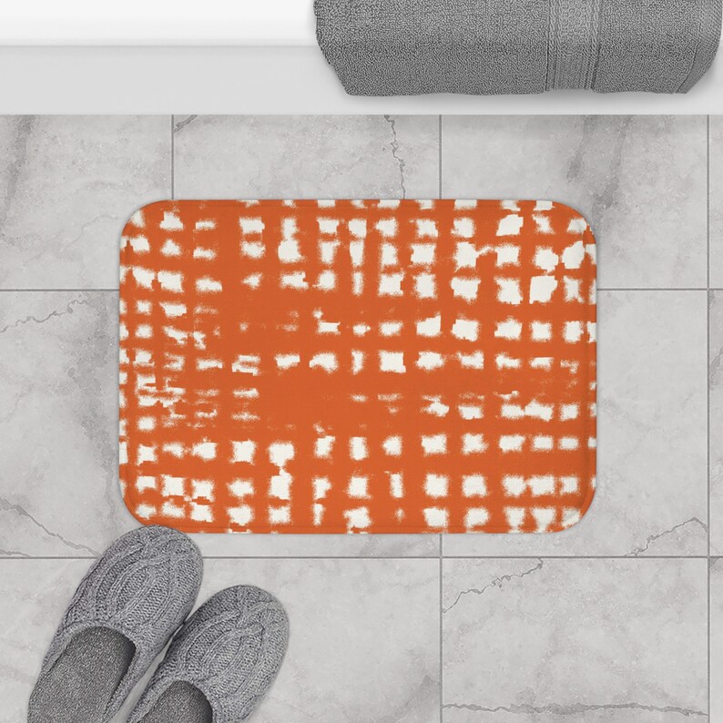 Burnt Orange Bath Mat • Bathroom Rug • Memory Foam Bath Mat • Bathroom ...