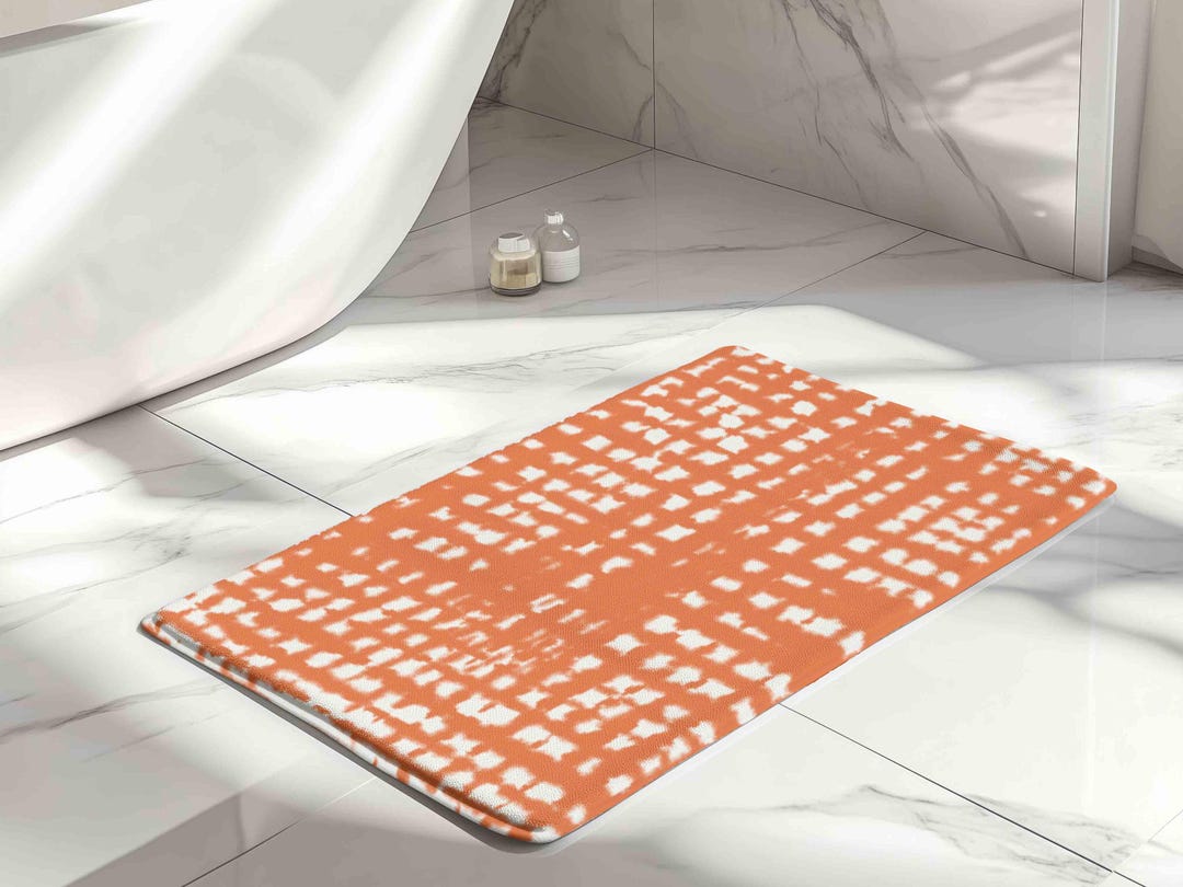 Burnt Orange Bath Mat • Bathroom Rug • Memory Foam Bath Mat • Bathroom ...