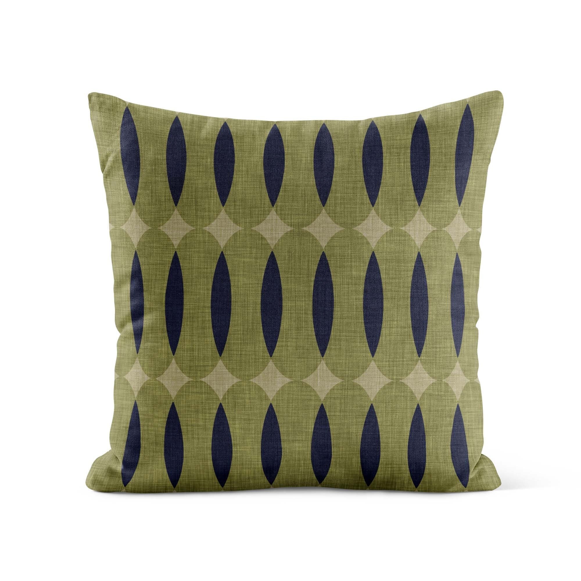 Olive Green Navy Outdoor Pillow • Mid-century Modern Patio Cushions ...