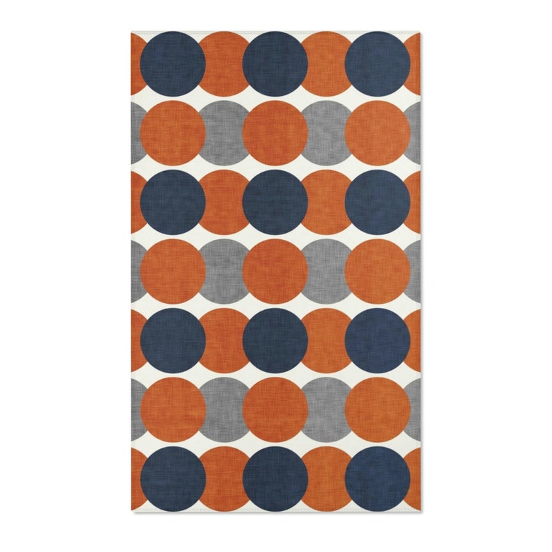 Burnt Orange Navy Gray Area Rug Mid Century Modern - Etsy