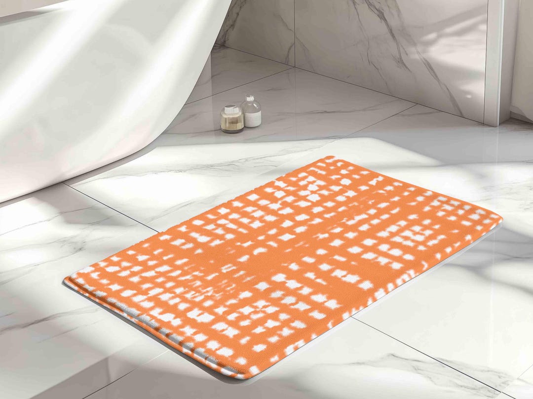 Orange Bath Mat • Bathroom Rug • Memory Foam Bath Mat • Bathroom Decor ...
