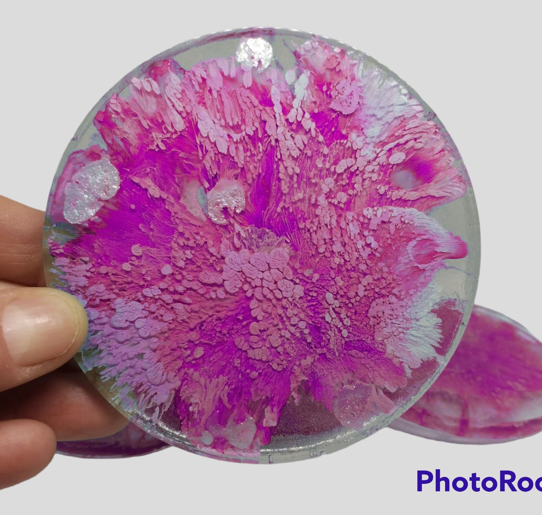 Set of 4 Round Transparent Resin Coasters With Stacking Holder - Etsy
