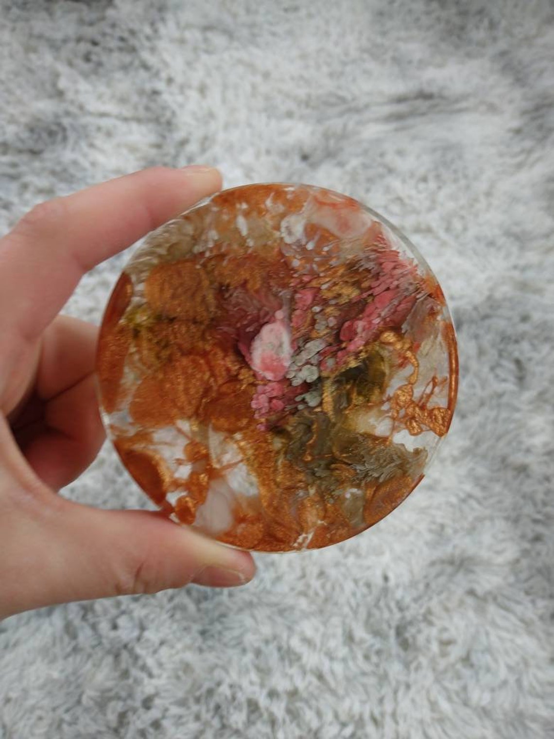 Set of 4 Round Transparent Resin Coasters With Stacking Holder - Etsy