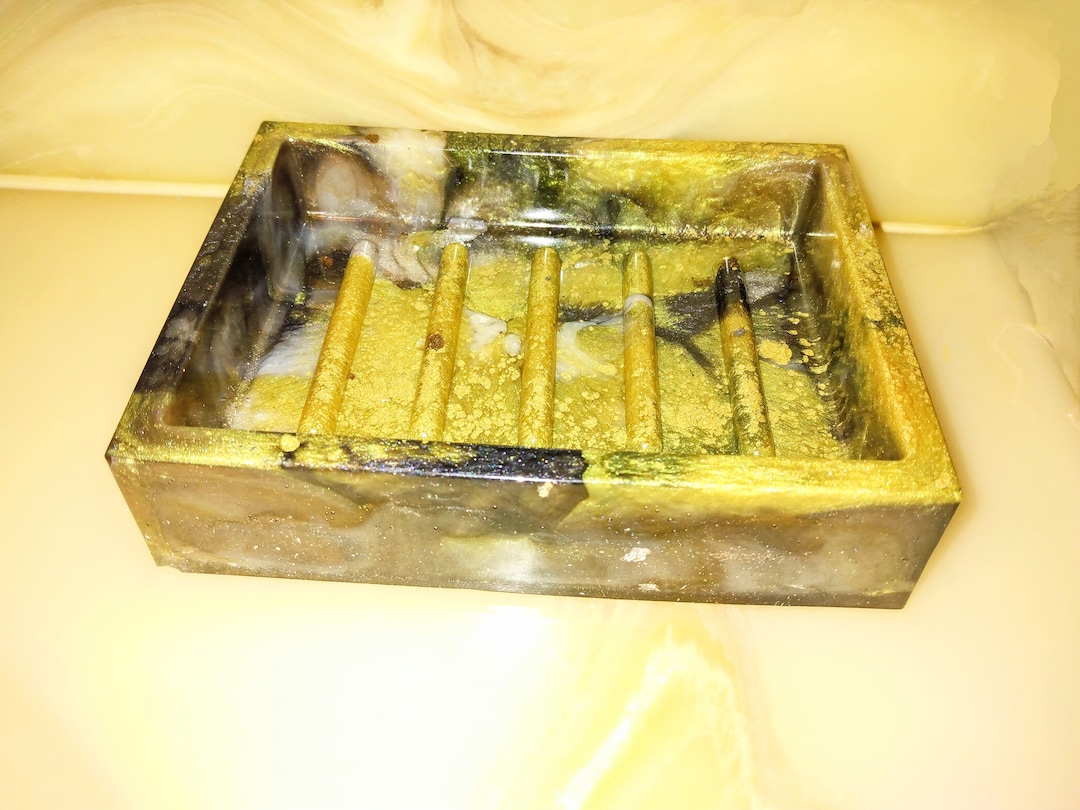 Rectangular Epoxy Resin Soap Dish With Soap-saving Ridges Pick Your ...