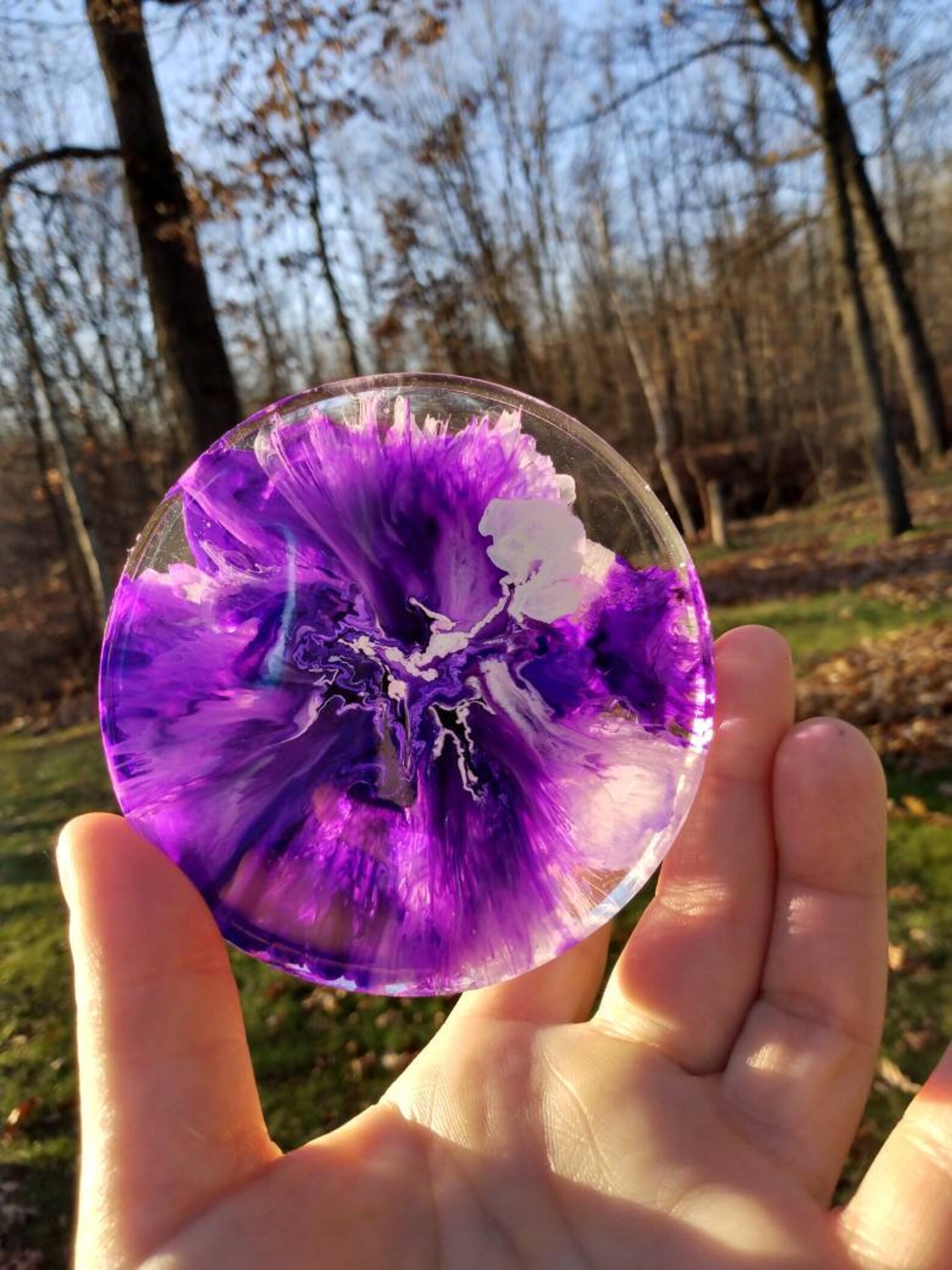 Set of 4 Round Transparent Resin Coasters With Stacking Holder - Etsy