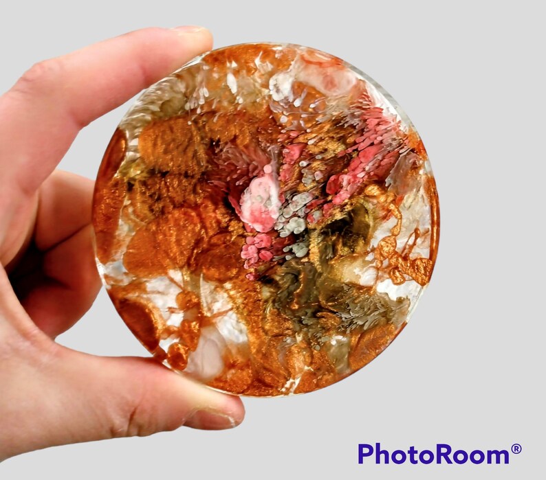 Set of 4 Round Transparent Resin Coasters With Stacking Holder - Etsy