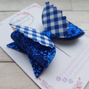Blue Glitter Bow Blue Accessories Glitter Bow School Hair - Etsy