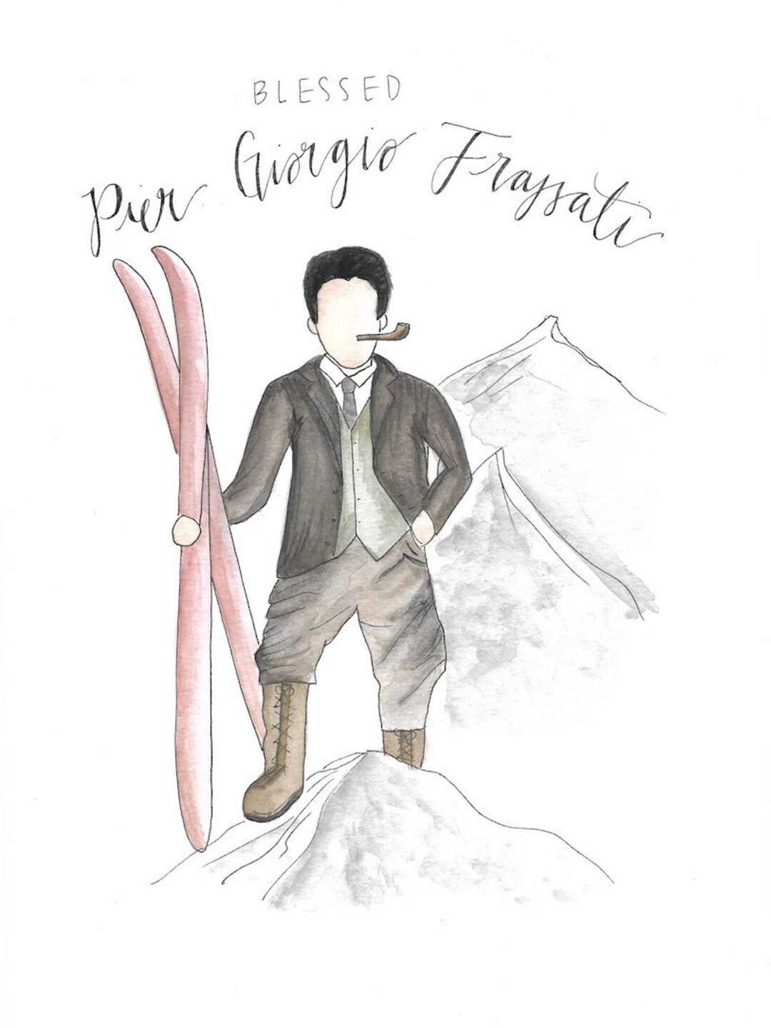 Blessed Pier Giorgio Frassati Saints Painting Mixed Media Watercolor ...