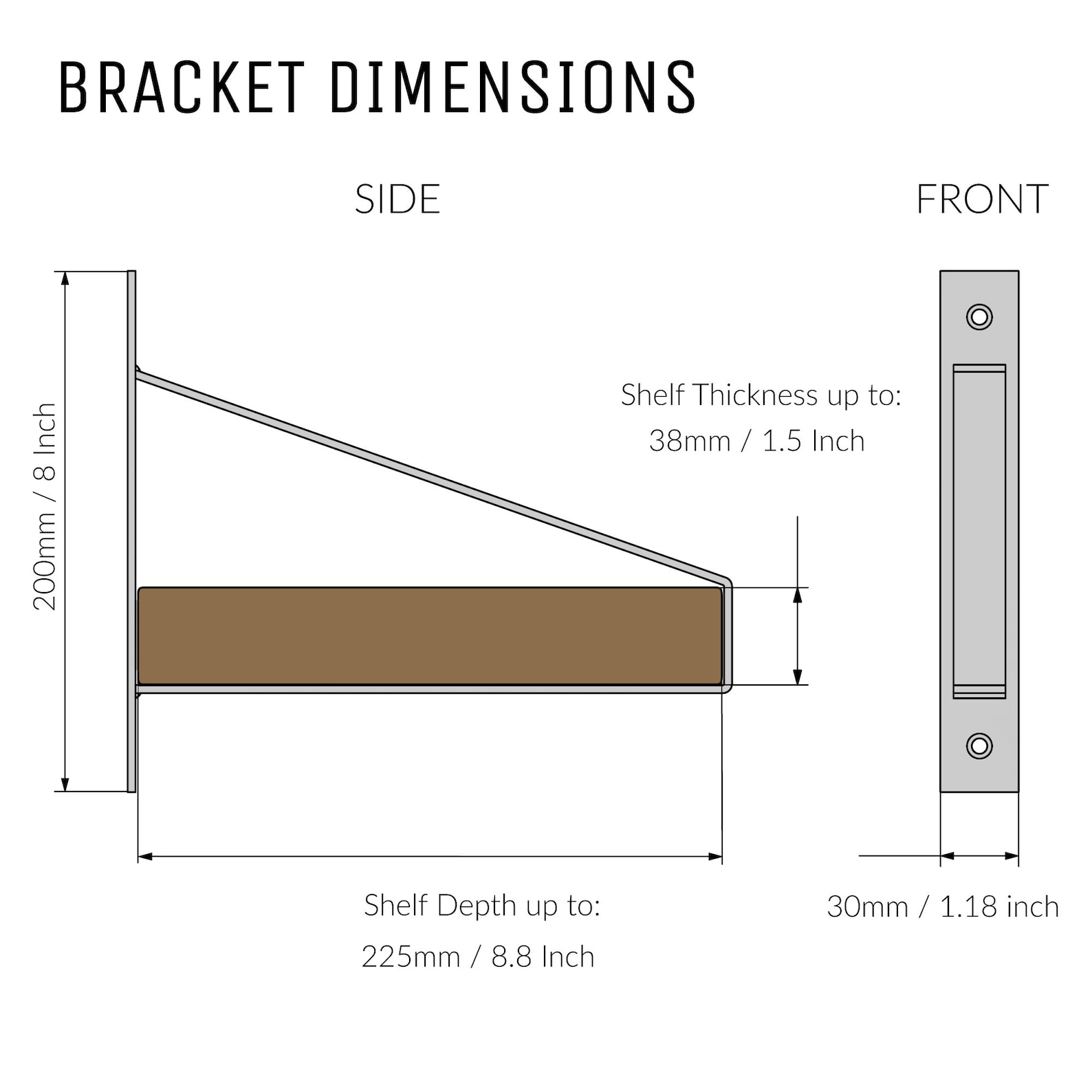 Shelf Brackets Suspended set of 2 Industrial Mid Century - Etsy
