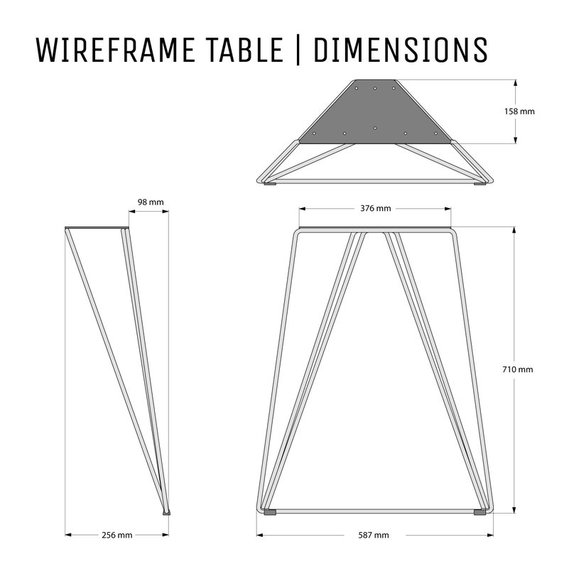 2 X Wire Frame Table Legs - Modern Heavy Duty Metal Legs - Powder Coat ...