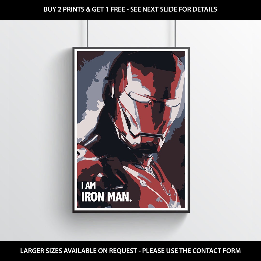 Iron Man Quote Wall Print I Am Iron Man Poster Character Avengers ...