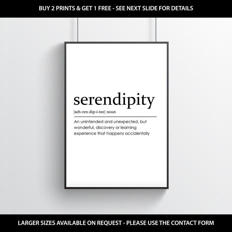 Serendipity Definition Wall Print Poster Typography | Etsy