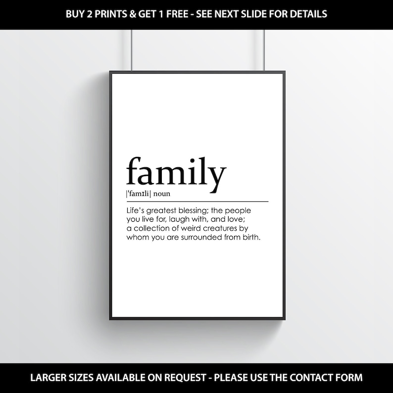 Family Definition Wall Print Poster Typography Quote - Etsy UK