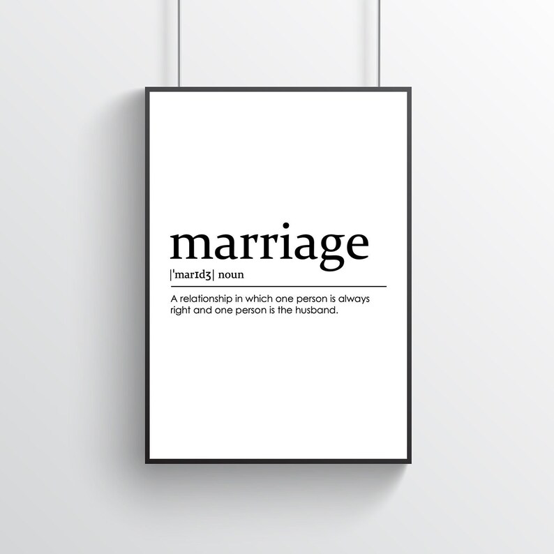Marriage Definition Wall Print Poster Typography Quote - Etsy UK